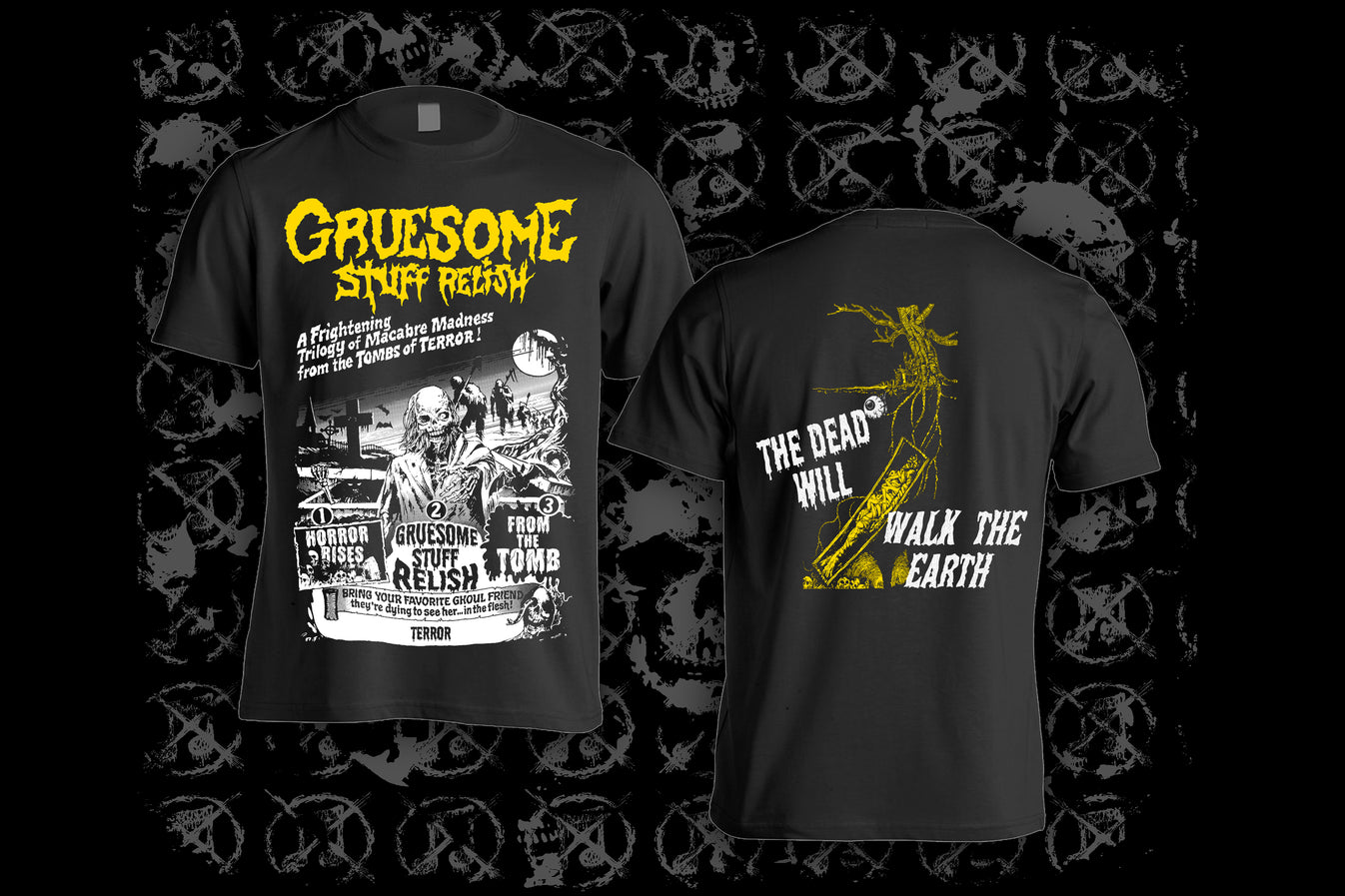 GRUESOME STUFF RELISH - Horror Rises from The Tomb T-shirt ...